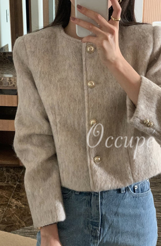 오큐페 이너프 브러쉬 울 자켓 노카라 겨울 (2col) inouf