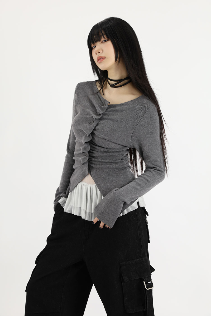 컬러인아이디 [MD PICK] 루이 링클 핀턱 가디건