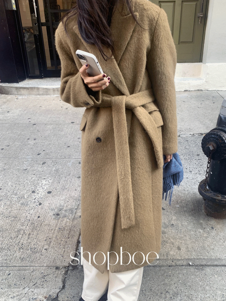 샵보애 underson 언더슨 알파 로브 코트 울 카라 스트랩 더블 롱 ct (2col)