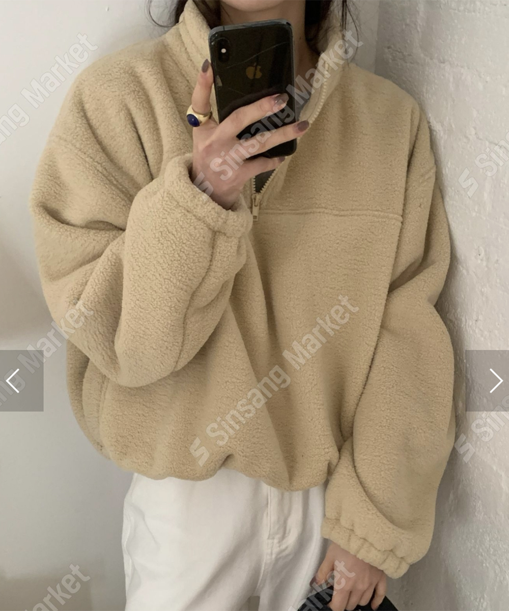 버나뎃 컴히얼 버터 반집업 맨투맨 (2col) comehere