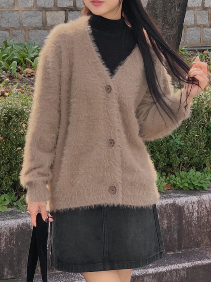 리리앤코 밀키윈 헤어리 브이넥 가디건 리리앤코 99사이즈 헤어리가디건 니트가디건 브이넥가디건 루즈핏가디건 데일리가디건 데일리룩 페미닌룩 출근룩 통통녀 빅사이즈 겨울 신상