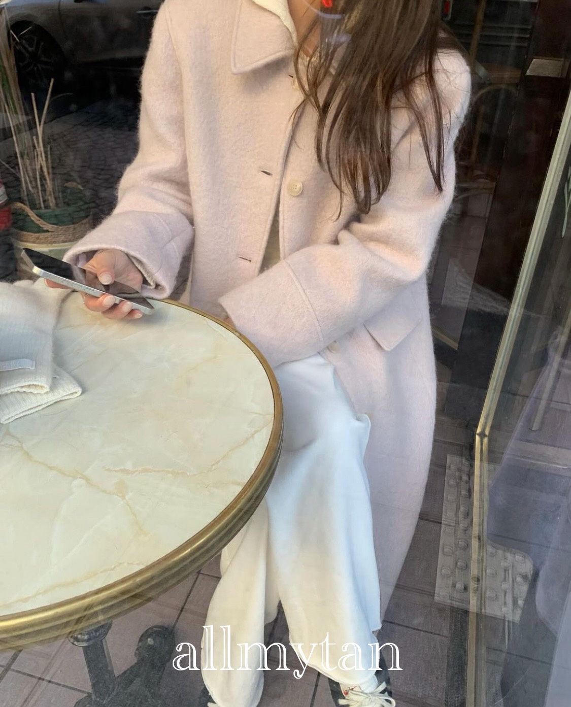 올마이탄 riette 리에뜨 모그 코트 (2col) 모헤어 울 카라 싱글 롱 ct