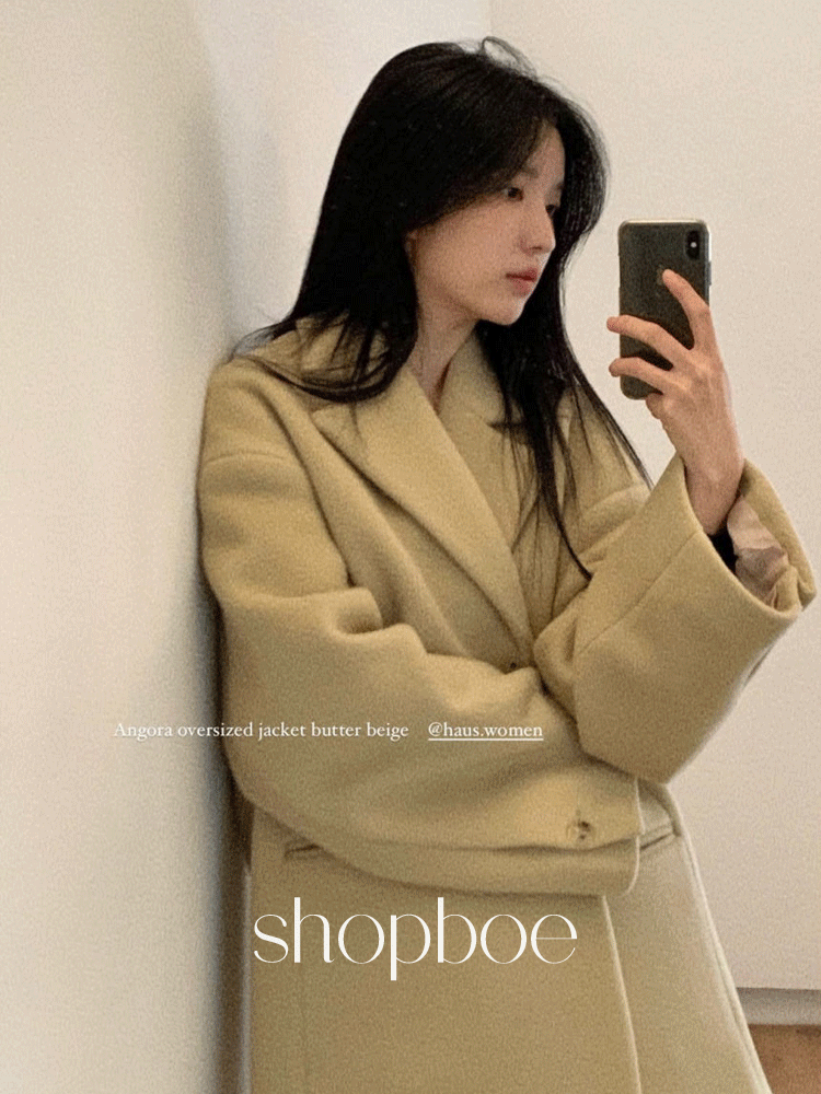 샵보애 haus 하우스 앙고라 오버핏 자켓 울 카라 오버핏 jk (2col)