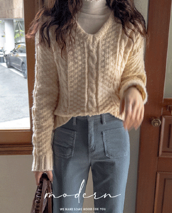 리린 [울함유]도로시 폭닥하고 여리핏 케이블 니트 [size:F(55~66반)]