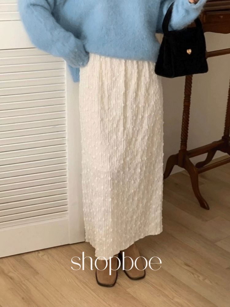 샵보애 코코 팝콘 메탈 자가드 기모 밴딩 롱 스커트 sk (2col)