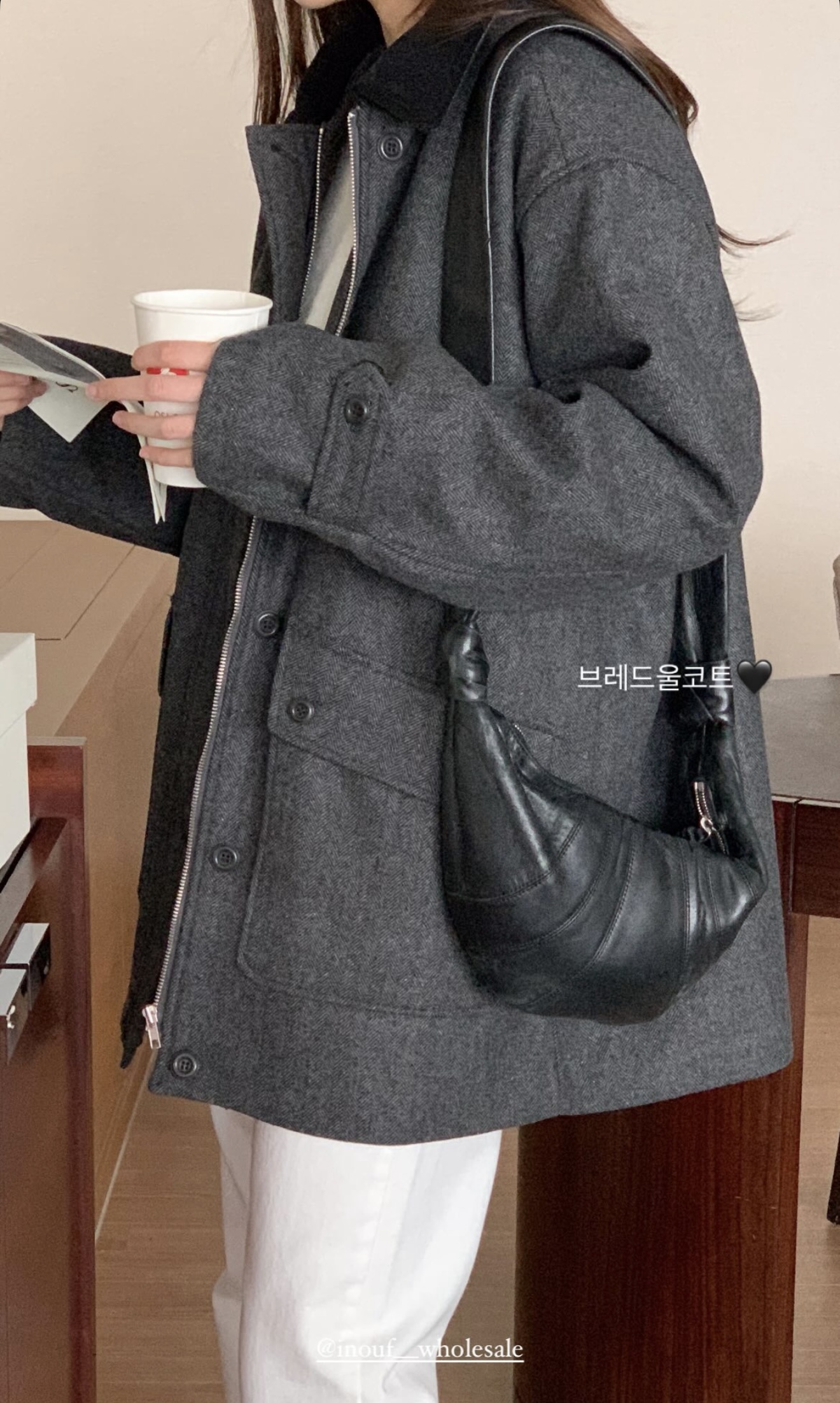 오큐페 [차콜당일]이너프 브레드 울 코트 (2col) inouf 하프 누빔코트