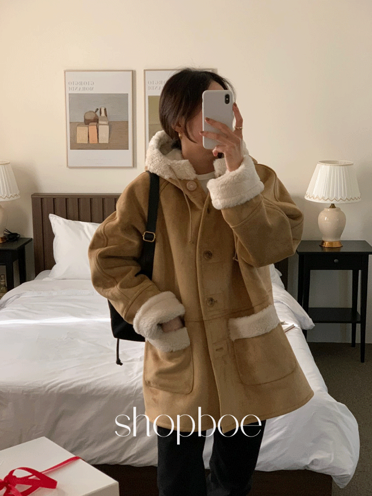 샵보애 inouf 이너프 메이플 후드 무스탕 코트 ct (2col)