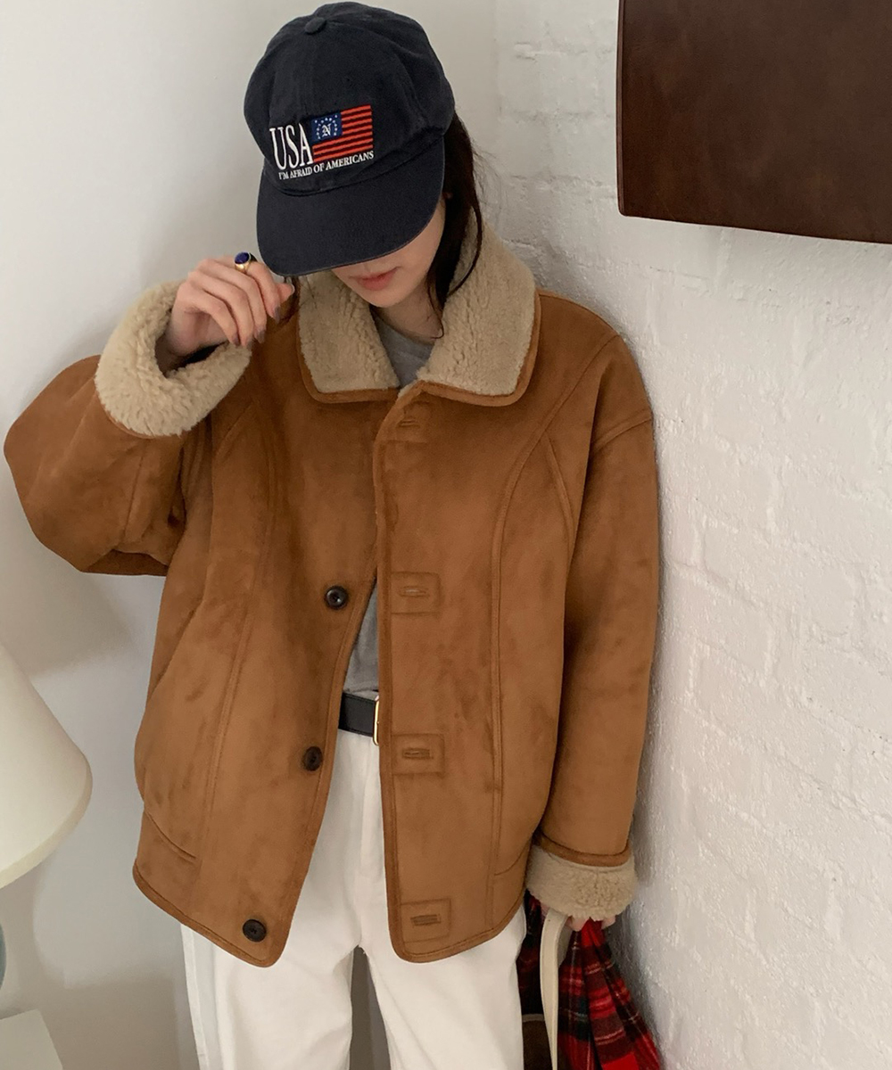 버나뎃 컴히얼 카라멜 무스탕 점퍼 (2col) comehere