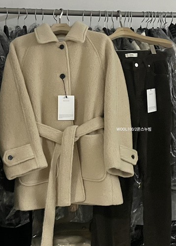 오큐페 플러터 레터 울 싱글 코트 (2col) flutter 울100 코트