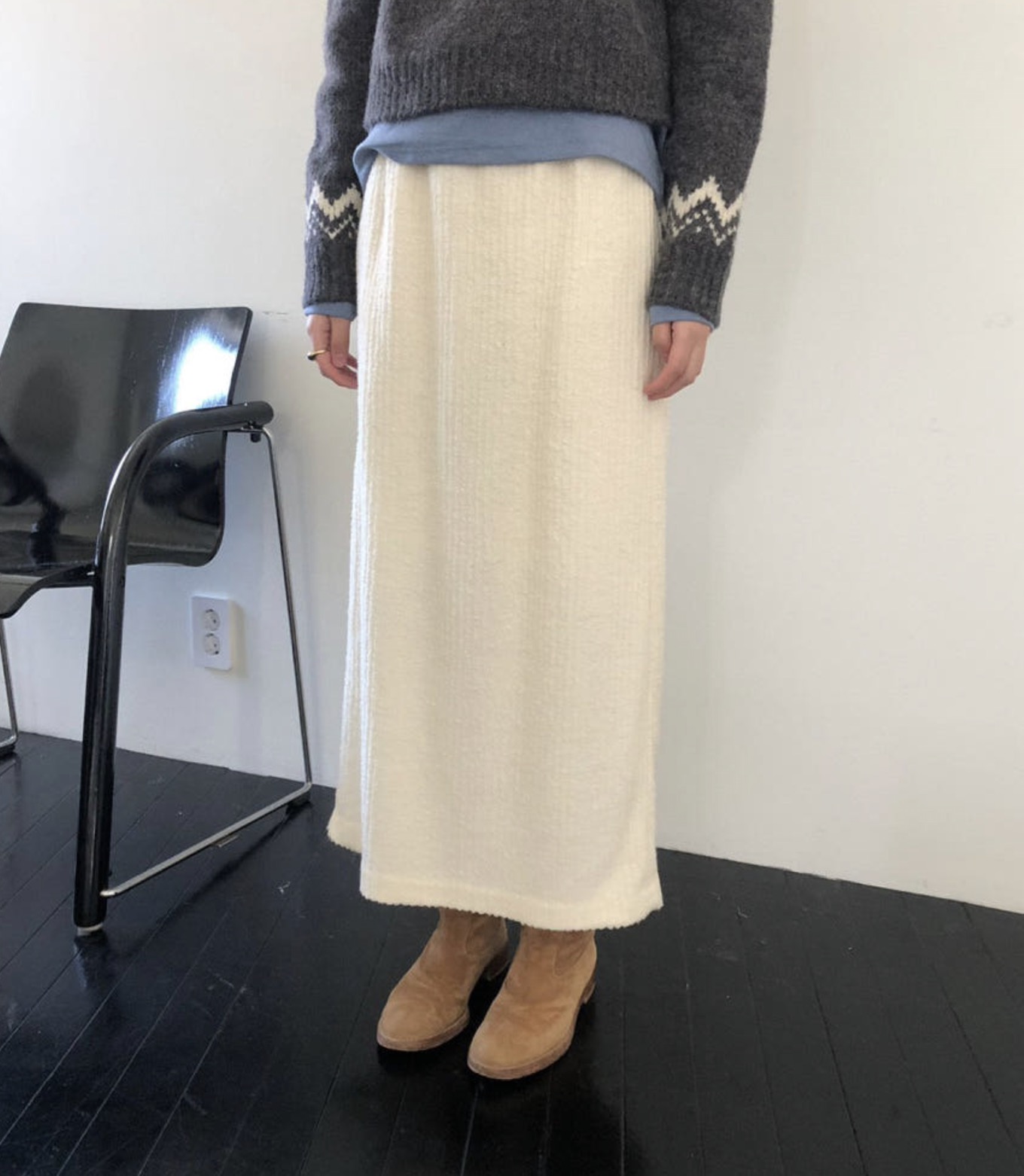 오큐페 웨더 울 골지 밴딩 스커트 (2col) weather