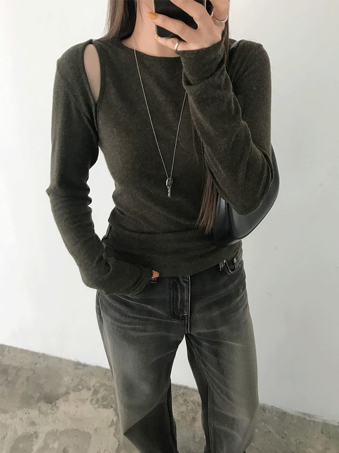 메틸 needs slit angora t-shirt (4colors)