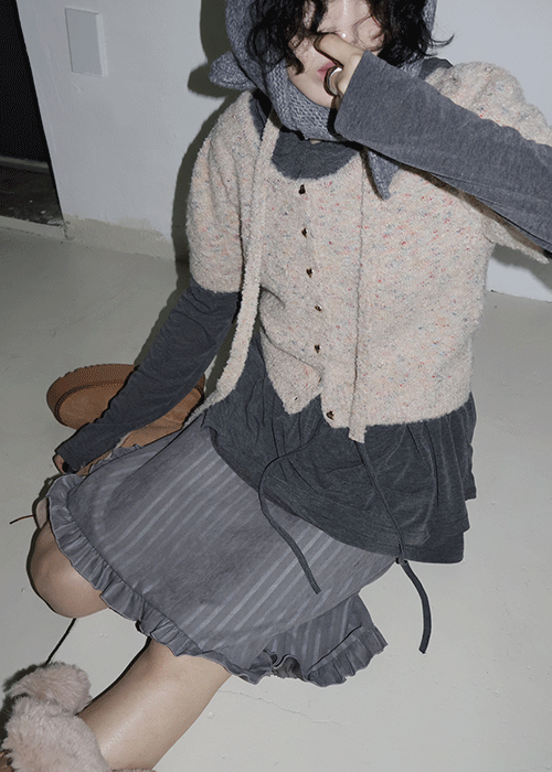 무무크 클루 반팔 니트 (머플러set) 4col - ivory