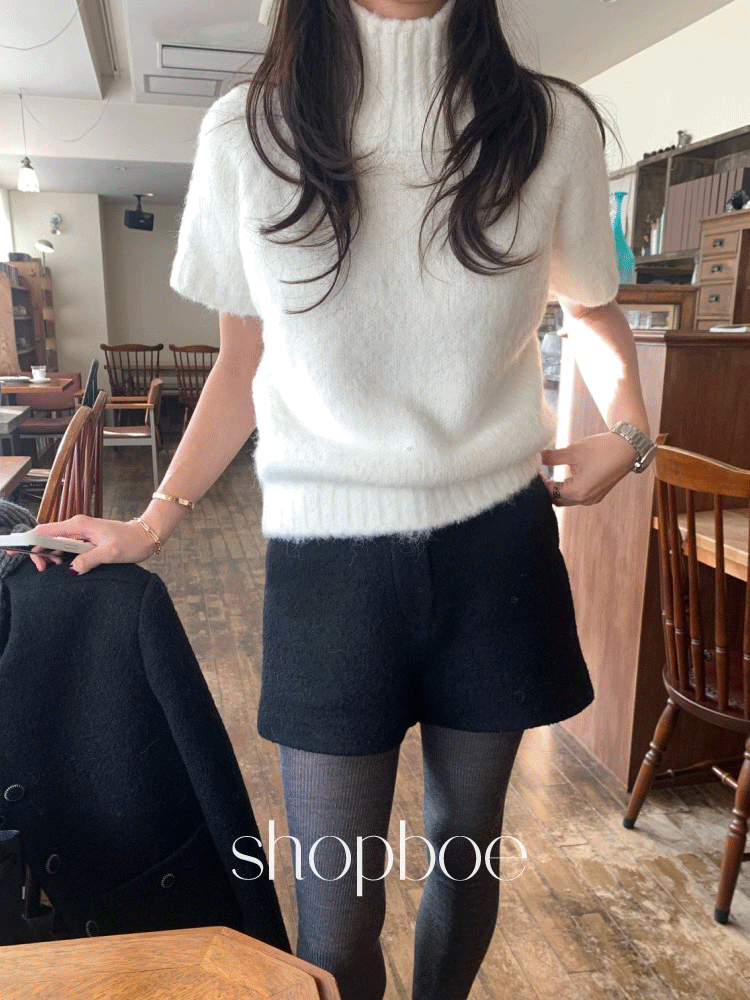 샵보애 underson 언더슨 그루 니트 부클 폴라 터틀넥 데일리 반팔 nt (3col)