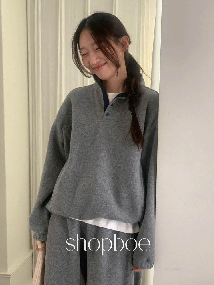 샵보애 jinsim 진심 워밍 집업 플리스 울 맨투맨 반집업 스트링 후리스 스웻셔츠 mtm (2col)