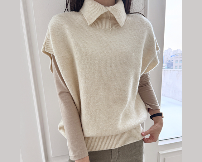 루시다 L24CFW-MK6289/[울50%]슈어 카라 터틀넥 니트 베스트