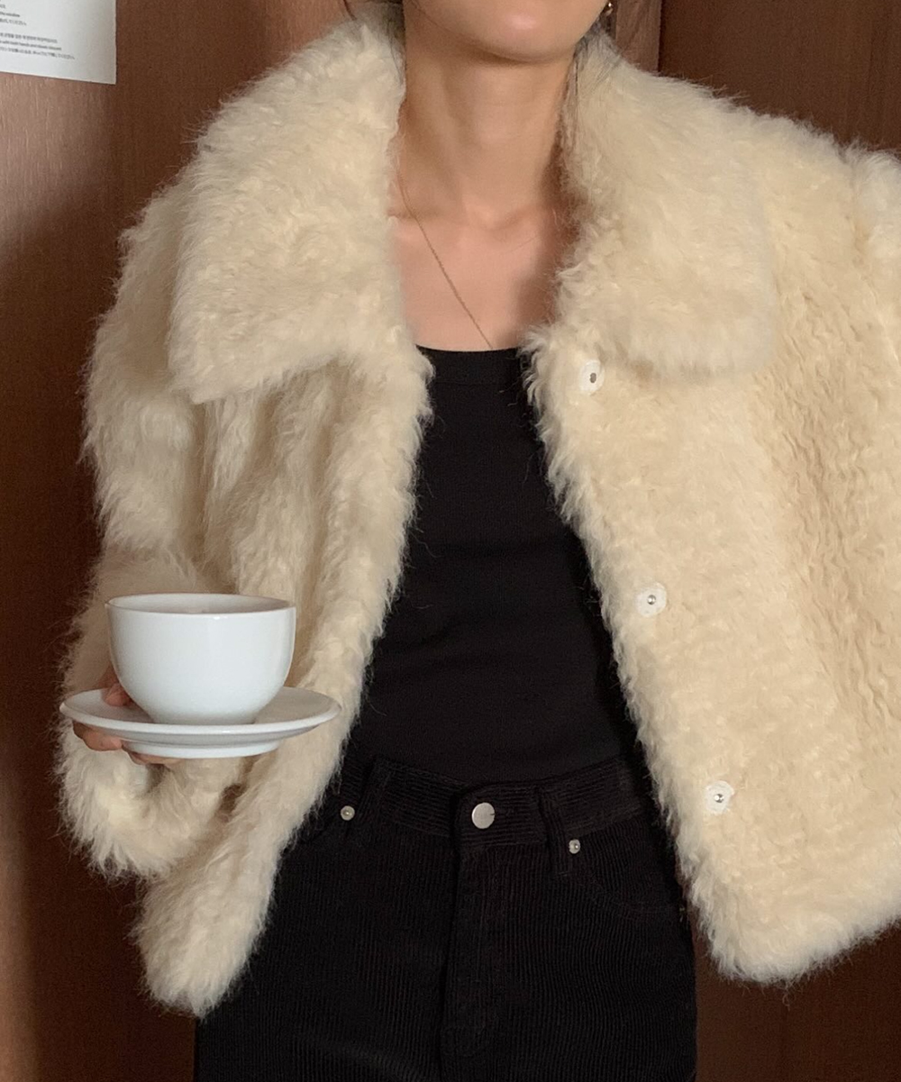 버나뎃 이너프 아이보리 퍼 자켓 (2col) inouf