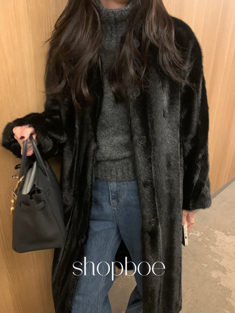 샵보애 underson 언더슨 레오 롱 코트 카라 싱글 맥시 퍼 ct (2col)