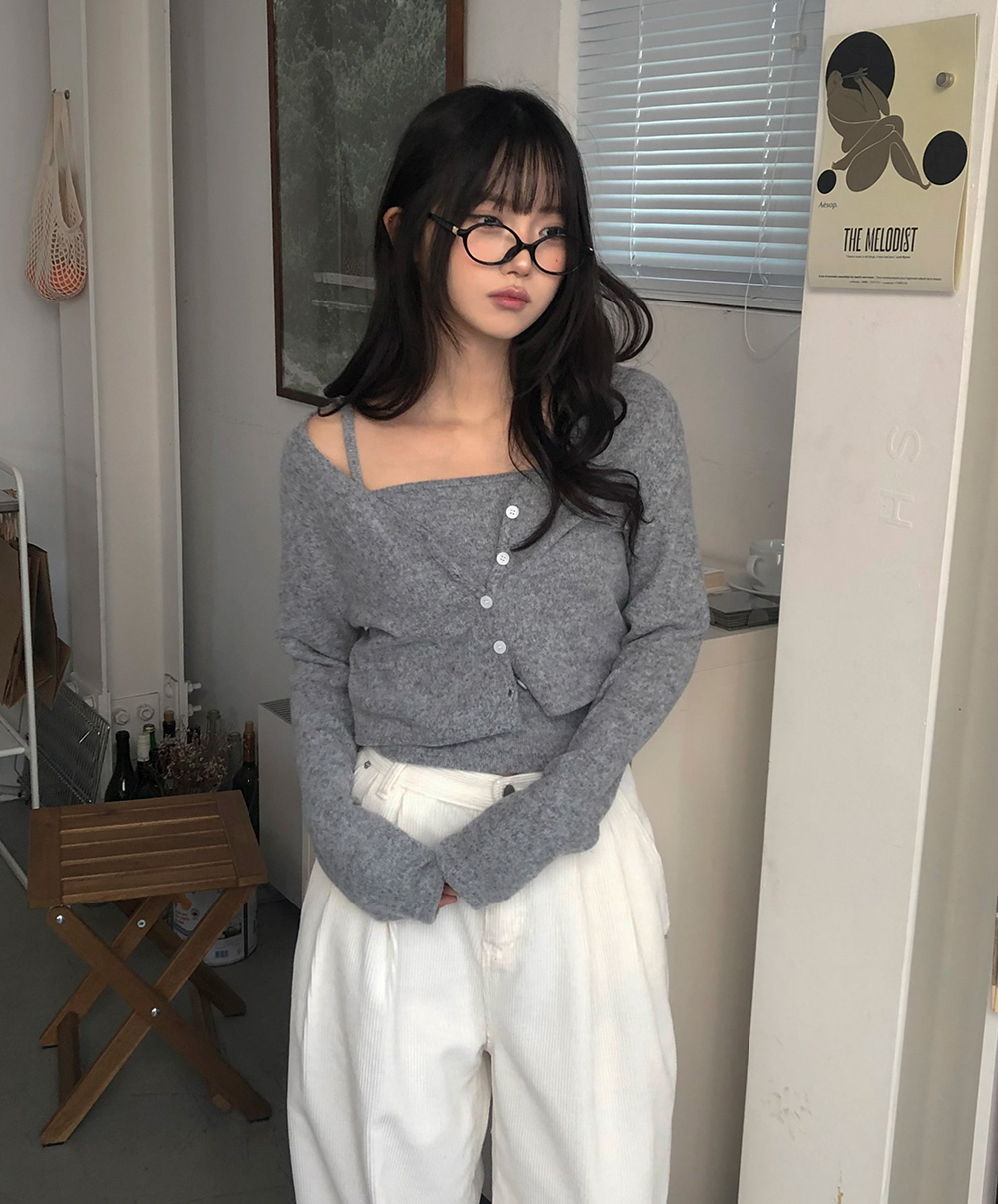 니어웨어 [NEW⛄] 사운드 나시 가디건 세트 (4color)