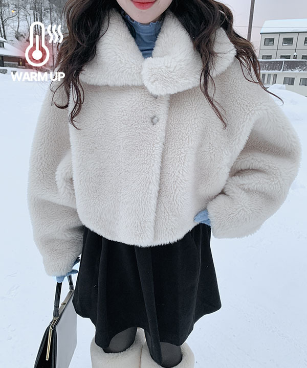 에이비글 무스탕 ️ 유키 하이넥 카라 볼드 무스탕 크롭 퍼 자켓 터틀넥 안감 스웨이드 뽀글이 양털 페이크퍼 연말룩 하객룩 겨울 한파 코트