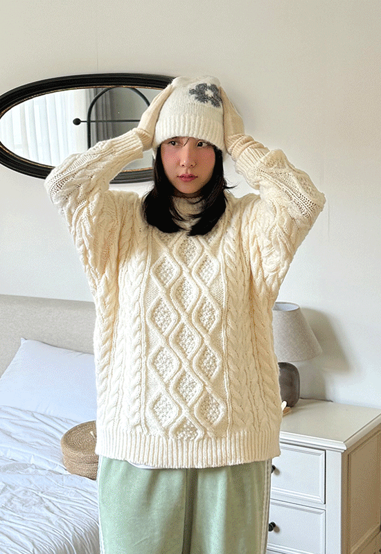 리치무드 하모 꽈배기 knit (4color)