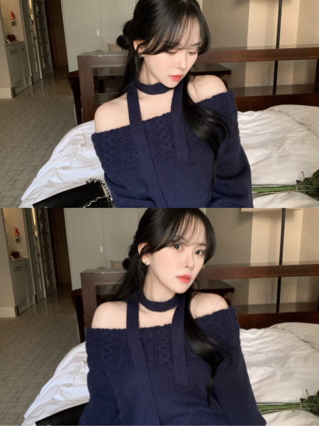 어베러데이 샌드 머플러 오프숄더 니트 - 2C