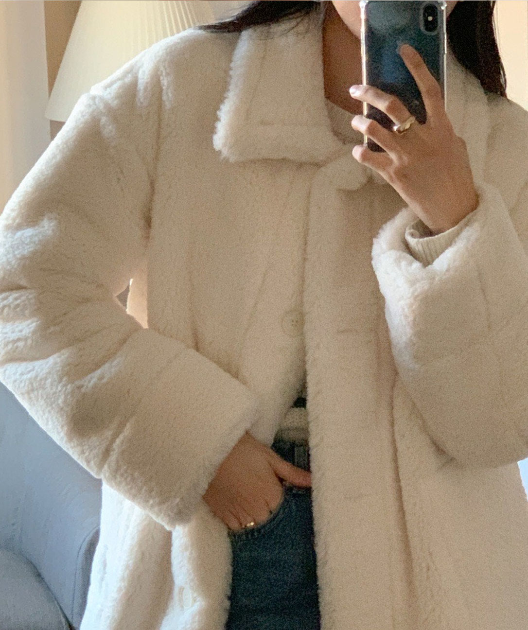 베르디스토어 케일CT / 리얼양모 울 뽀글이 하프코트 무스탕 자켓 양털 겨울 (2COL) / FW