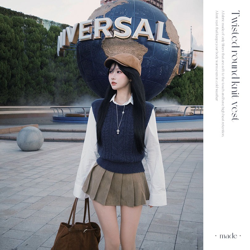 베이델리 [당일출고][벨리드made/4color]베니 꽈배기 라운드 니트 조끼