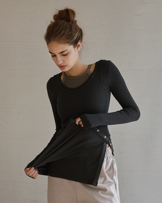 데비웨어 레이어드 골지 슬릿 세트DEVI-T0125-차콜