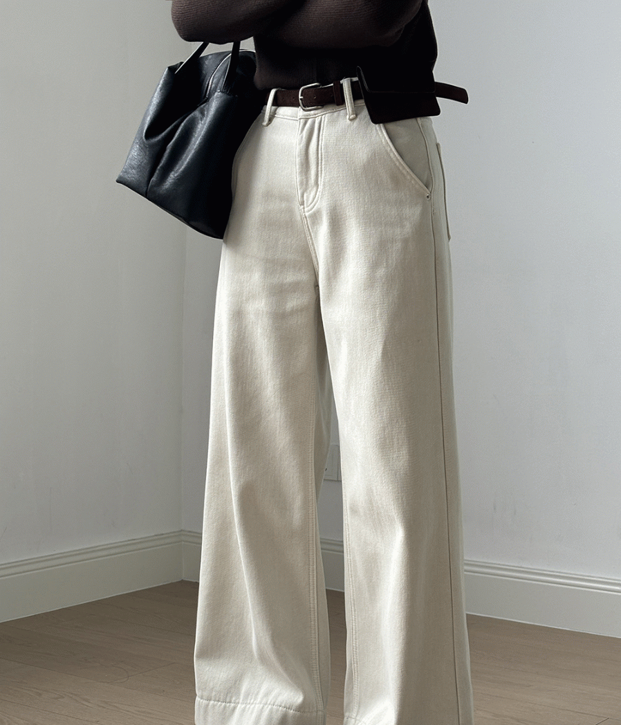 반하니 포시아 ️ 모던 심플 기모 롱 와이드 팬츠 2color S,M,L,XL 4size