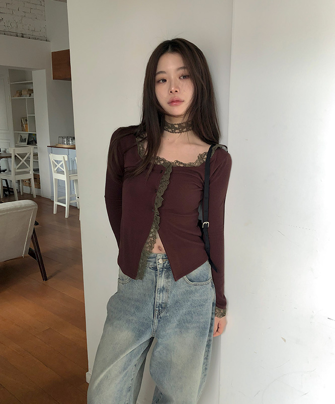 니어웨어 도어 레이스 가디건 (2color) - 초커 set