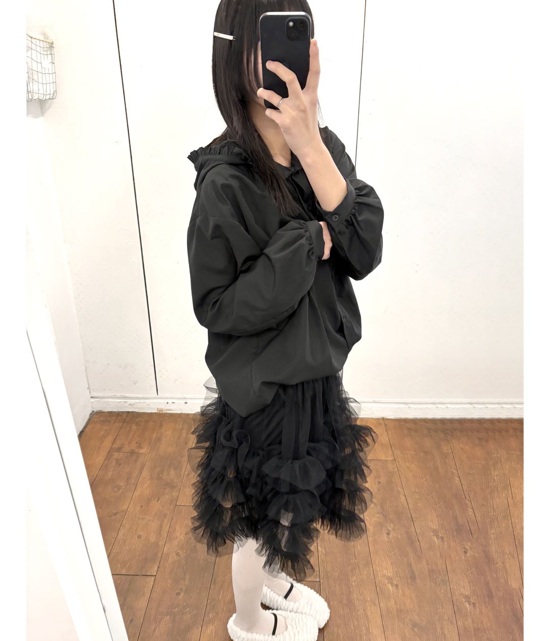 피에브레 frill hoodie long shirts (2c)