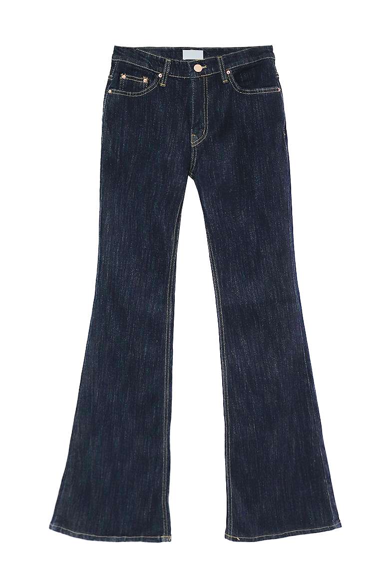 시크윈 DEEPCUR DARK BLUE DENIM BACK POCKET LOW-RISE BOOTCUT JEANS 딥컬 진청 생지 ...