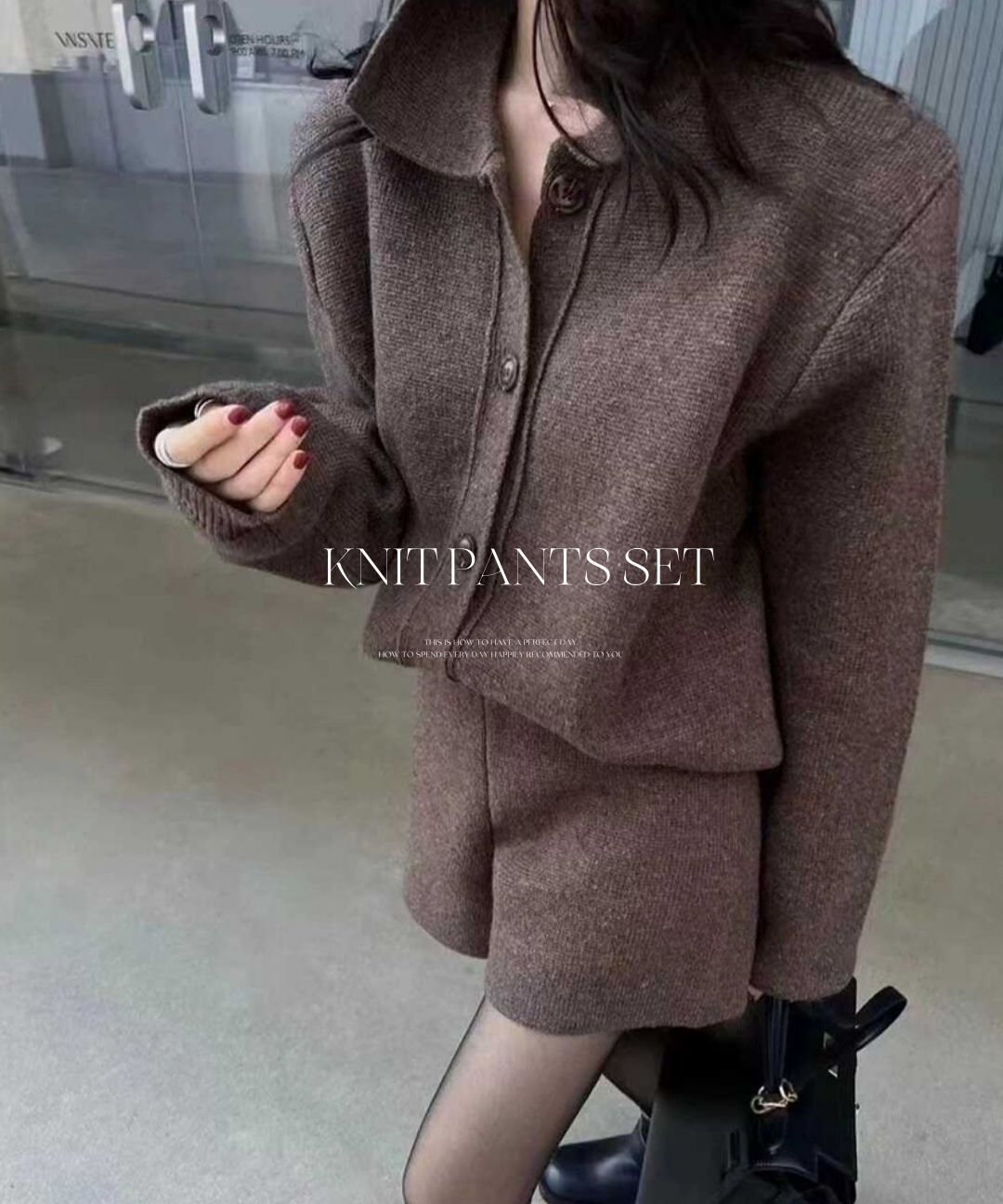 수수 🤎핏보장🤎팬츠set🤎데이트룩/니트세트/카라니트/레이어드/팬츠/니트팬츠/봄니트/니트웨어/숏팬츠/루즈니트/박시니트/하객룩/출근룩/봄신상/이너니트/밴딩팬츠 f246 4col