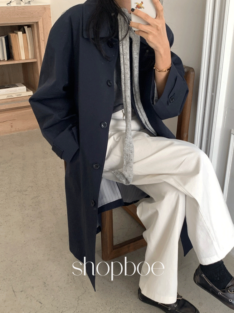 샵보애 underson 언더슨 맥 바이오 트렌치 코트 카라 싱글 롱 ct (2col)