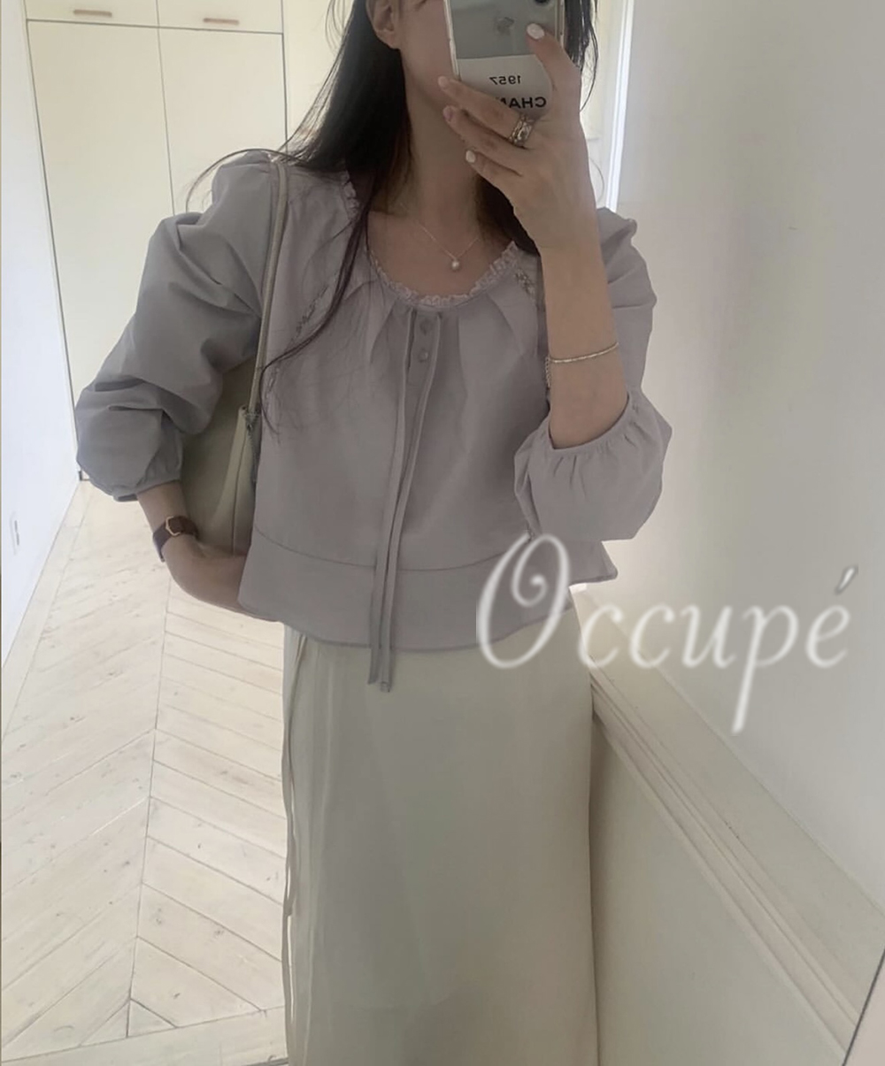 오큐페 [당일발송]pyt 프리티영띵 밀크롭 레이스 블라우스 (2col) 프영띵