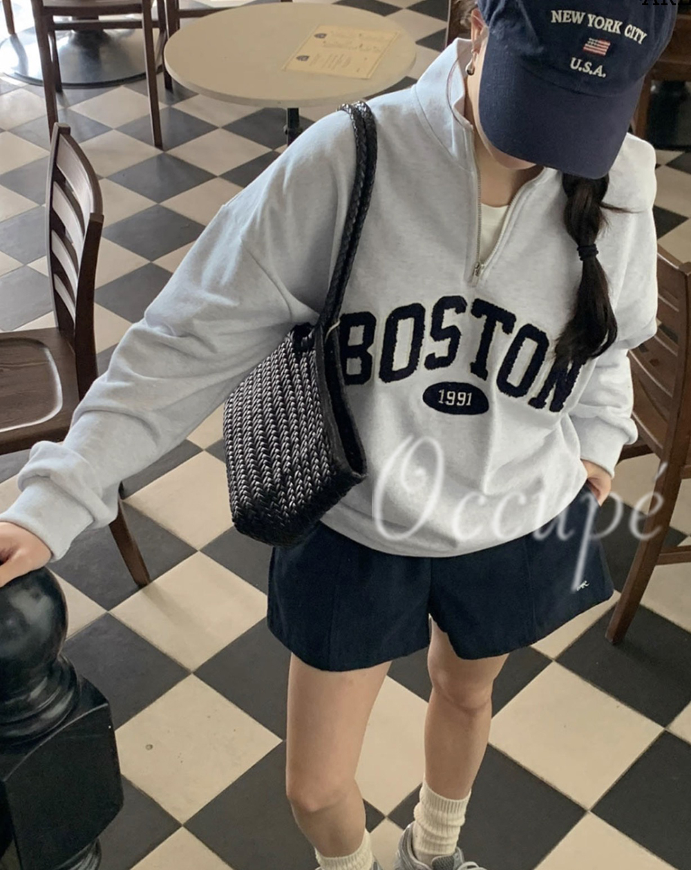 오큐페 아잉 보스턴 반집업 맨투맨 (4col) areing