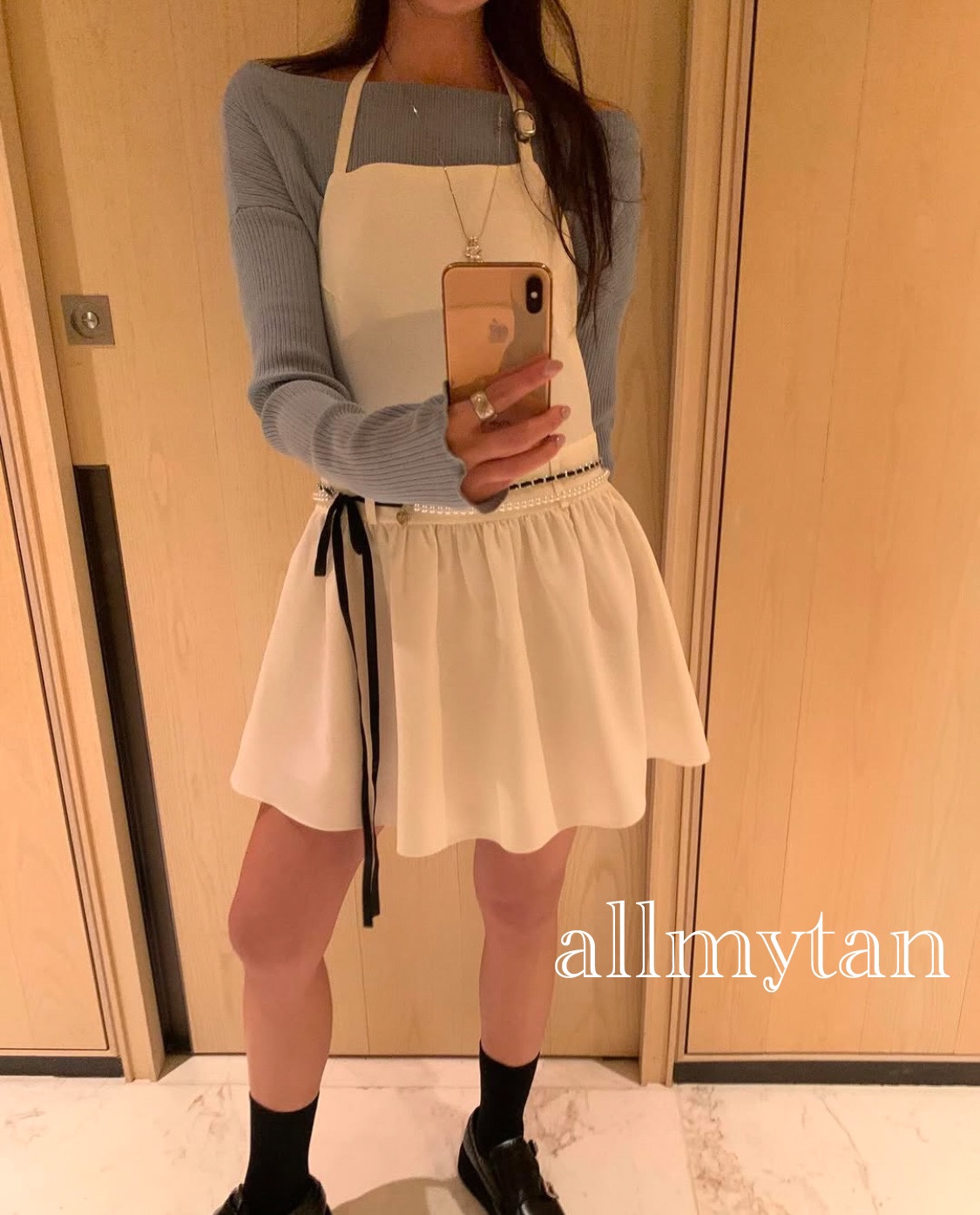 올마이탄 당일 / 포스터 poster 프리티 홀터 원피스 미니 등파임 A라인 셔링 ops (2col)