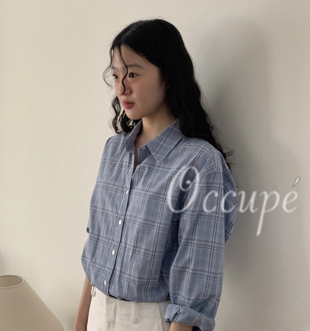 오큐페 웨더 폴레드 체크 셔츠 (2col) weather 체크 봄남방