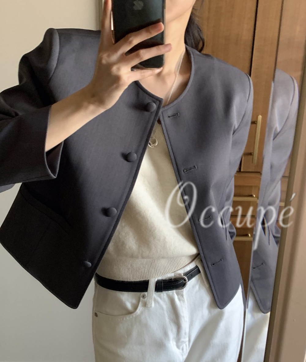 오큐페 플러터 플루트 자켓 (3col) flutter 노카라 봄자켓