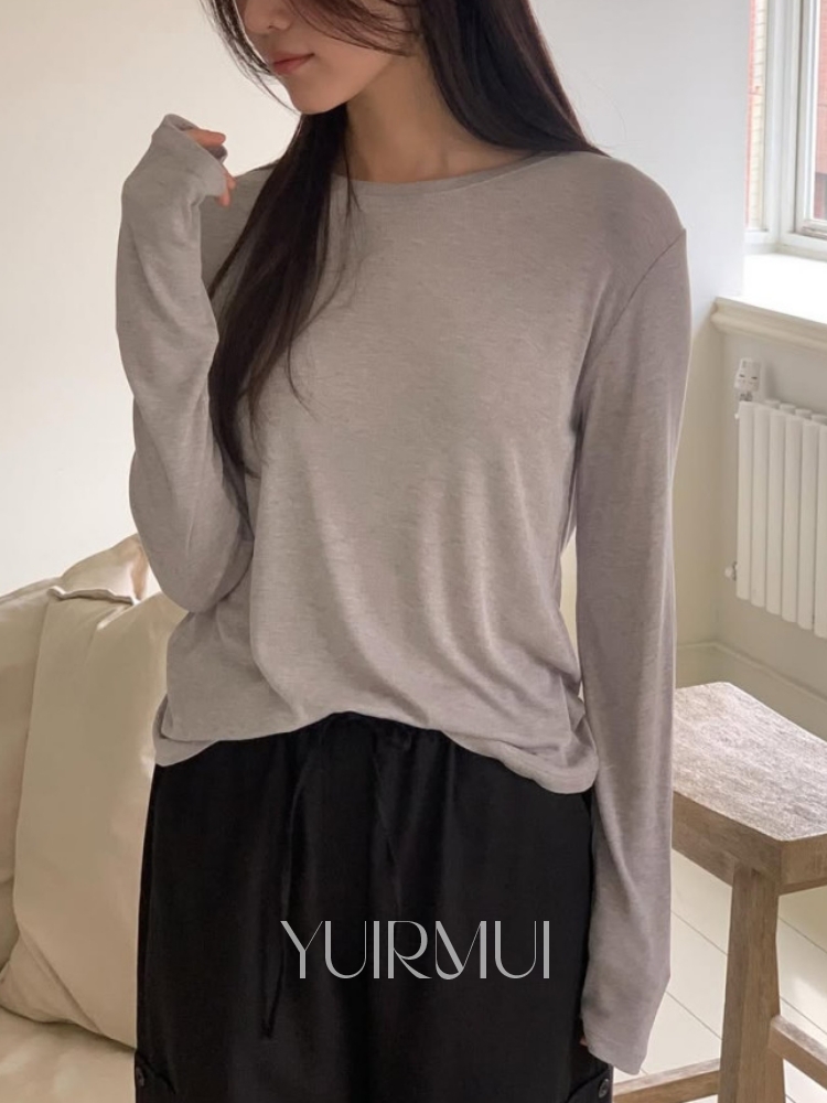 유이르무이 [그레이 당일] JINSIM 진심 실키 여리 루즈핏 라운드 티셔츠 3color