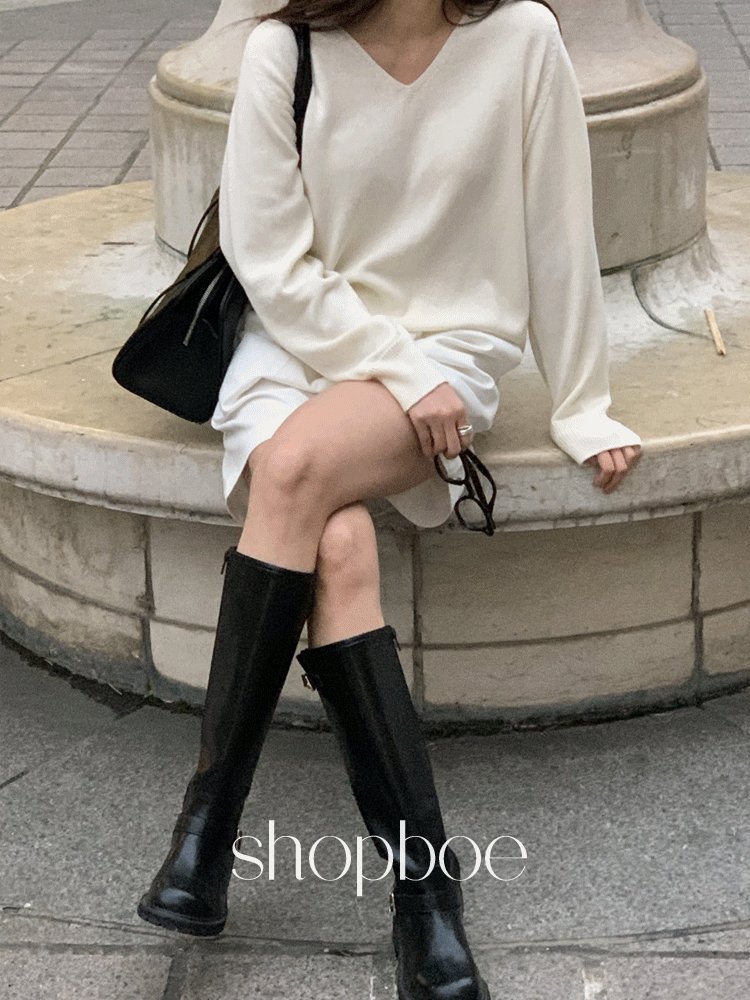 샵보애 verveine 버베인 힐즈 코튼 홀가먼트 브이넥 니트 nt (4col)