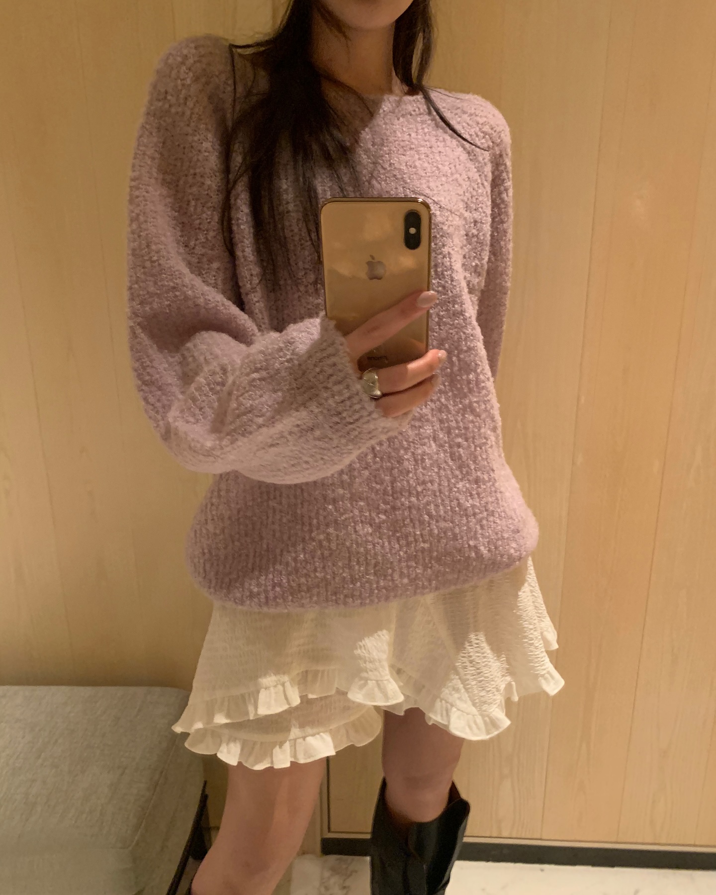 지니즈 당일 연보라/ 25ss 포스터 블랑 나그랑 니트 (3color)