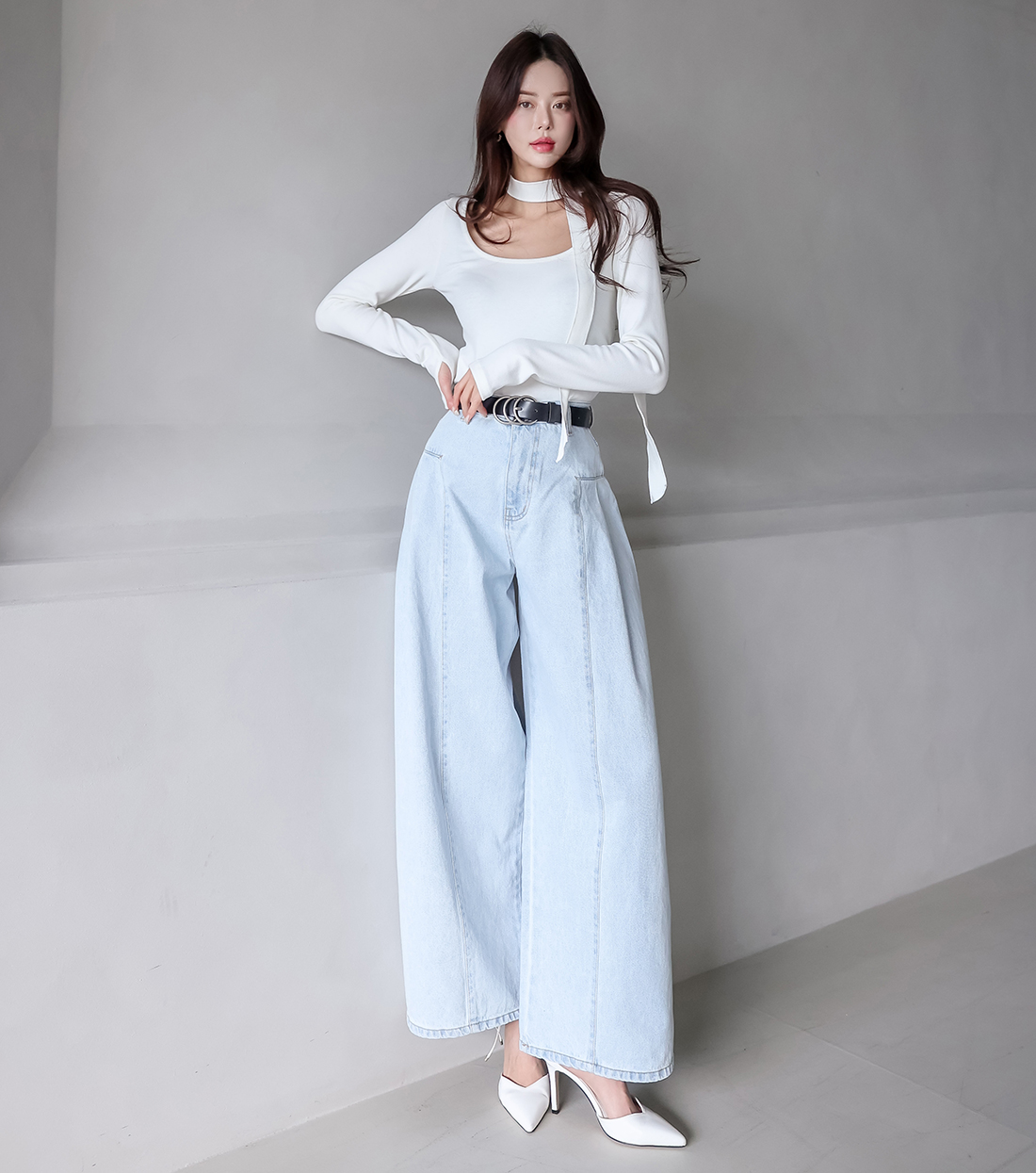 나인그랩 Beckam 사이드 핀턱 주름 와이드 청바지 (2color,S.M.L)