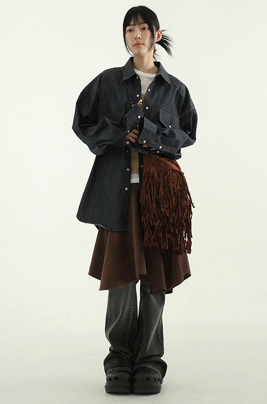 로컬맨션 western pocket denim shirt (unisex)