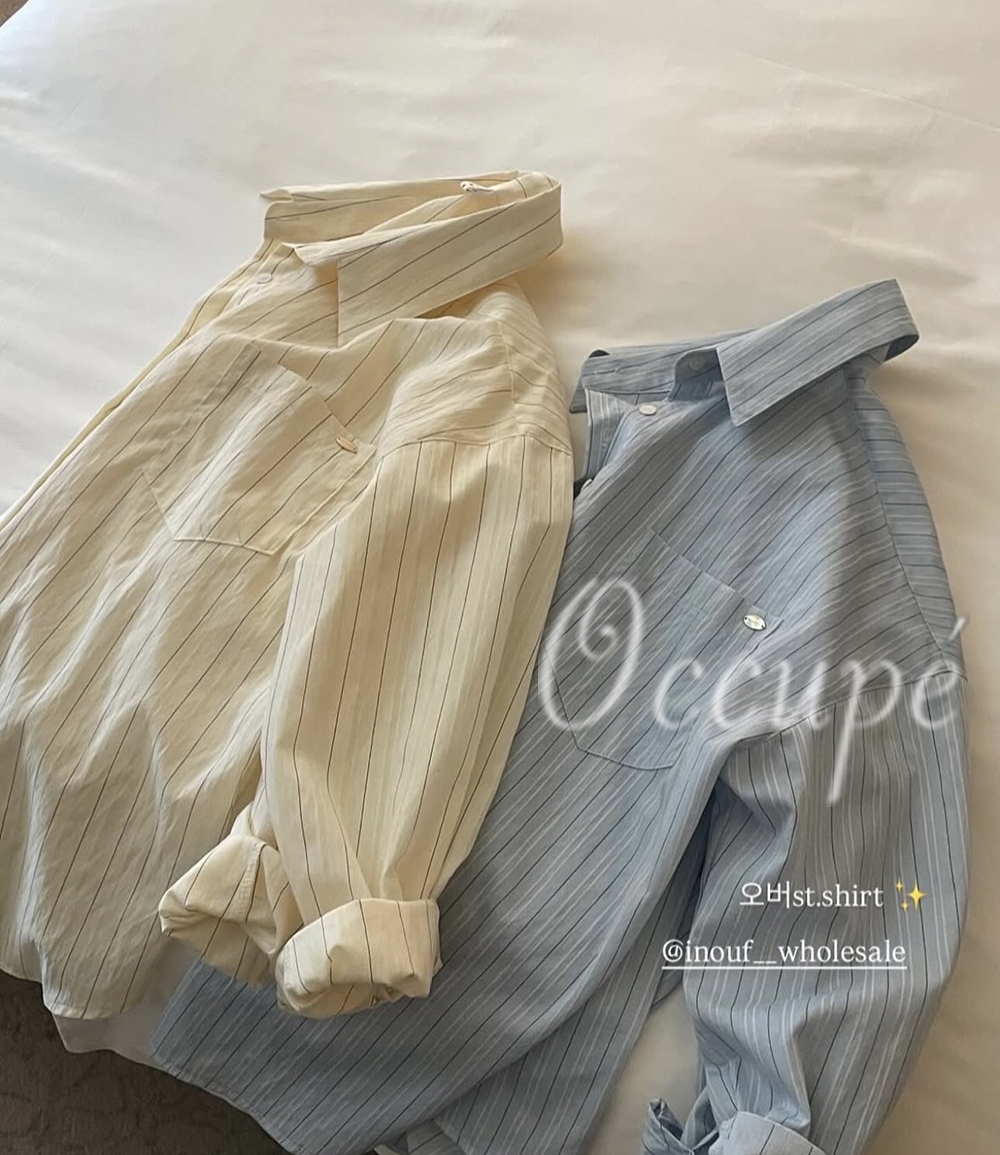 오큐페 [당일발송]이너프 오버 스트라이프 셔츠 (2col) inouf 봄남방