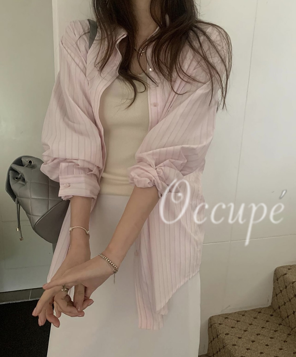 오큐페 [재진행]pyt 프리티영띵 포메 셔츠 25ss 프영띵 핑크 스트라이프남방