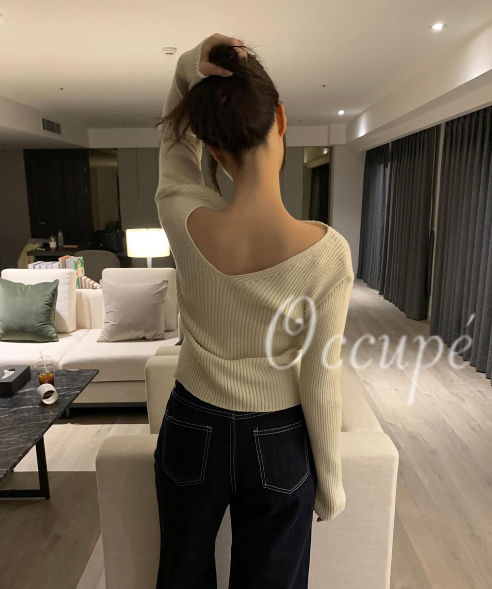 오큐페 포스터 로맨스 골지 니트 (4col) poster 브이넥 양면니트