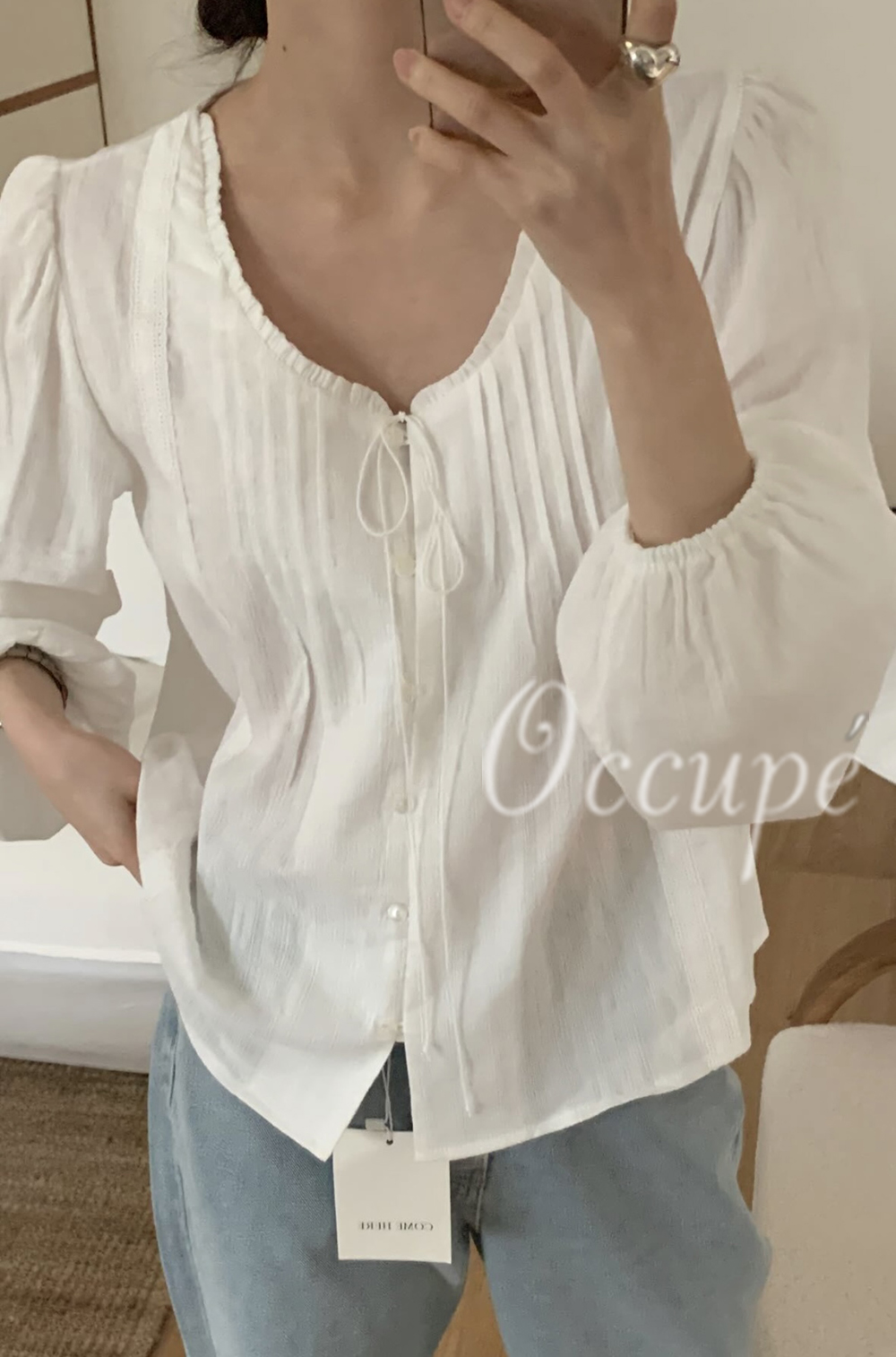 오큐페 컴히얼 포그 블라우스 (2col) comehere 핀턱블라우스