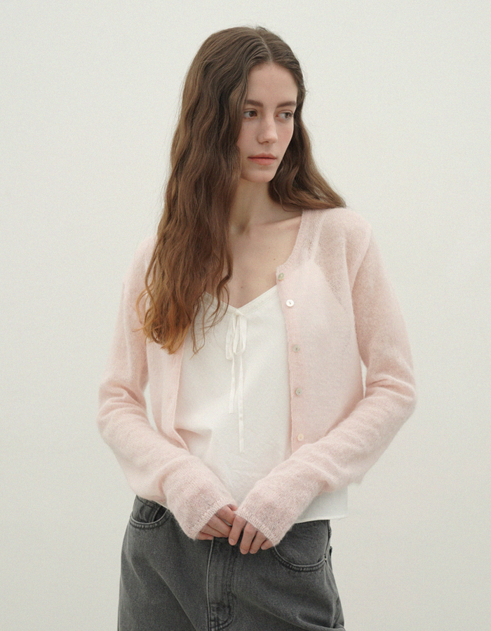 라무어 [2nd] [made] Kid mohair cardigan_pink