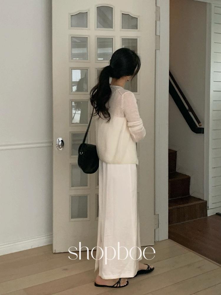 샵보애 verveine 버베인 플랫 리본 A라인 스퀘어 슬리브리스 맥시 롱 원피스 ops (2col)